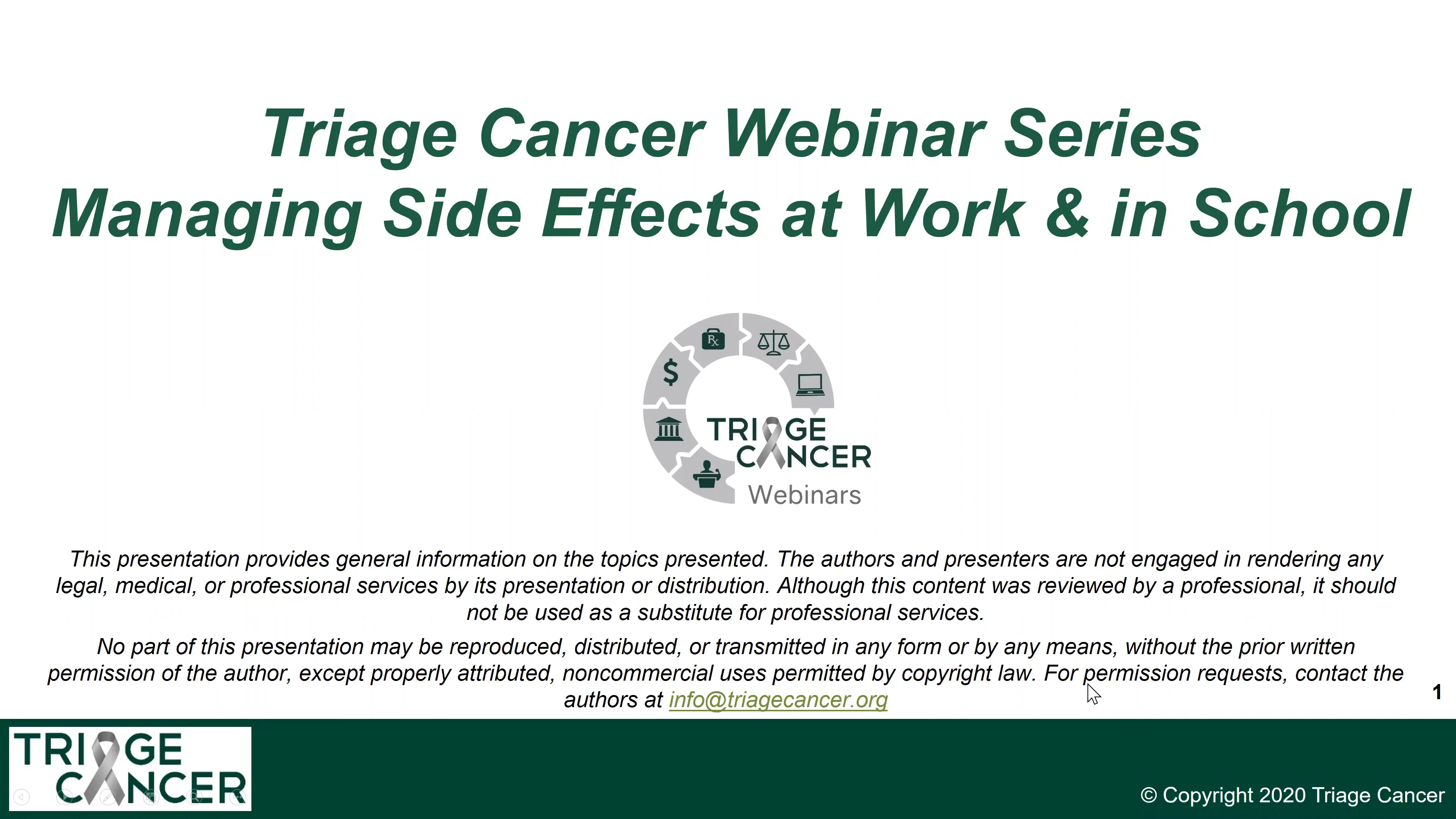 Triage Cancer Webinar: Managing Side Effects at Work & in School on Vimeo