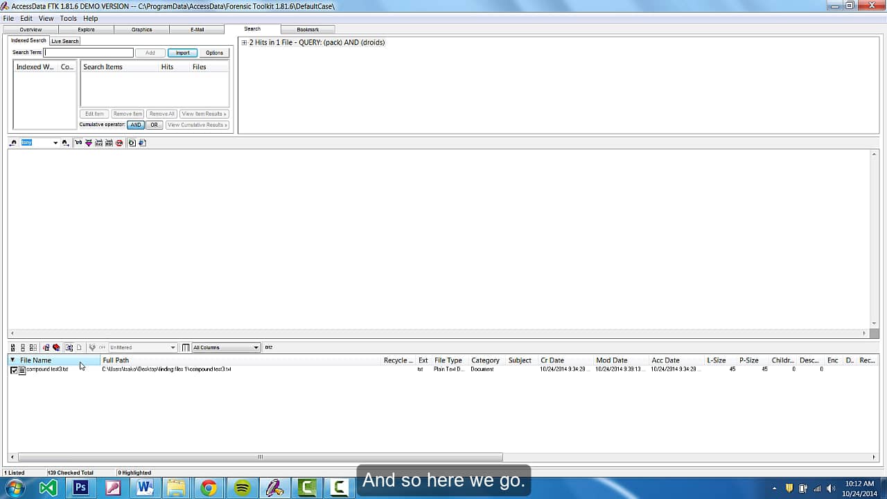 Digital Forensics f4a1c - FTK Index String Search: Compound Search on Vimeo