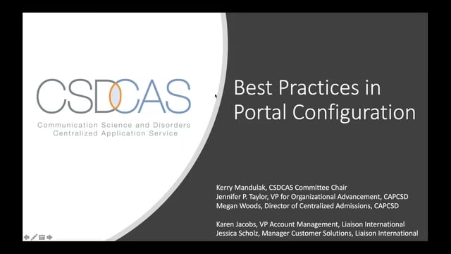 CSDCAS Webinar on Best Practices in Portal Configuration 05-07-2019 on ...