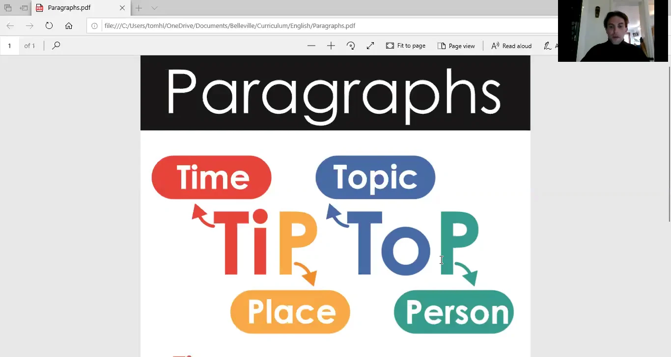 Y3 - TiP ToP Paragraphs video explanation