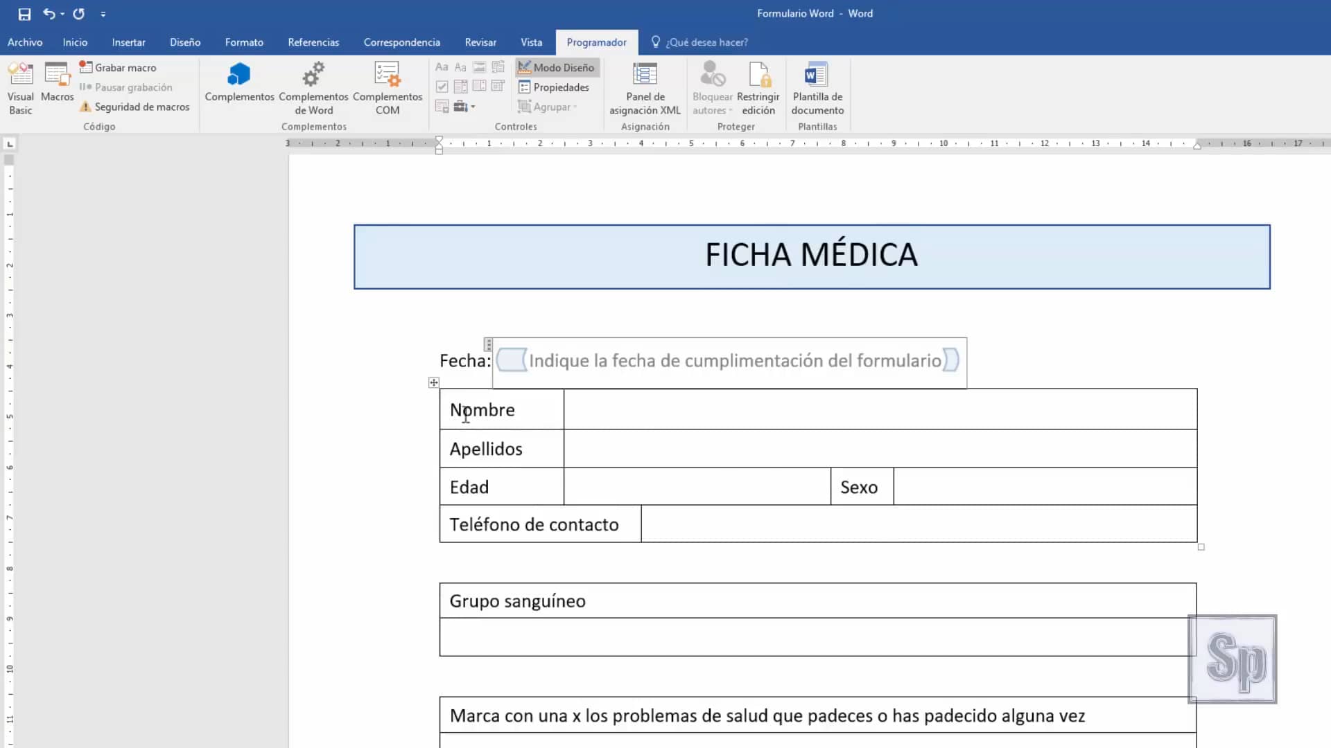 Word - Crear formulario para rellenar en Word Tutorial en español HD ...
