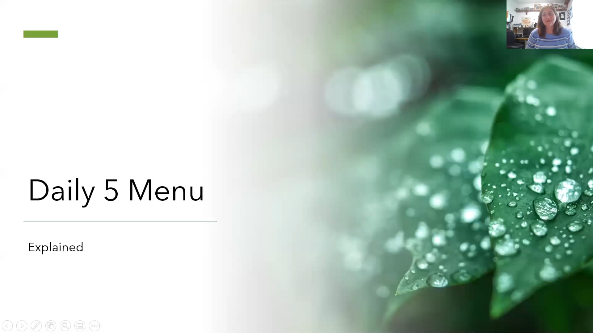 Daily 5 menu explained on Vimeo