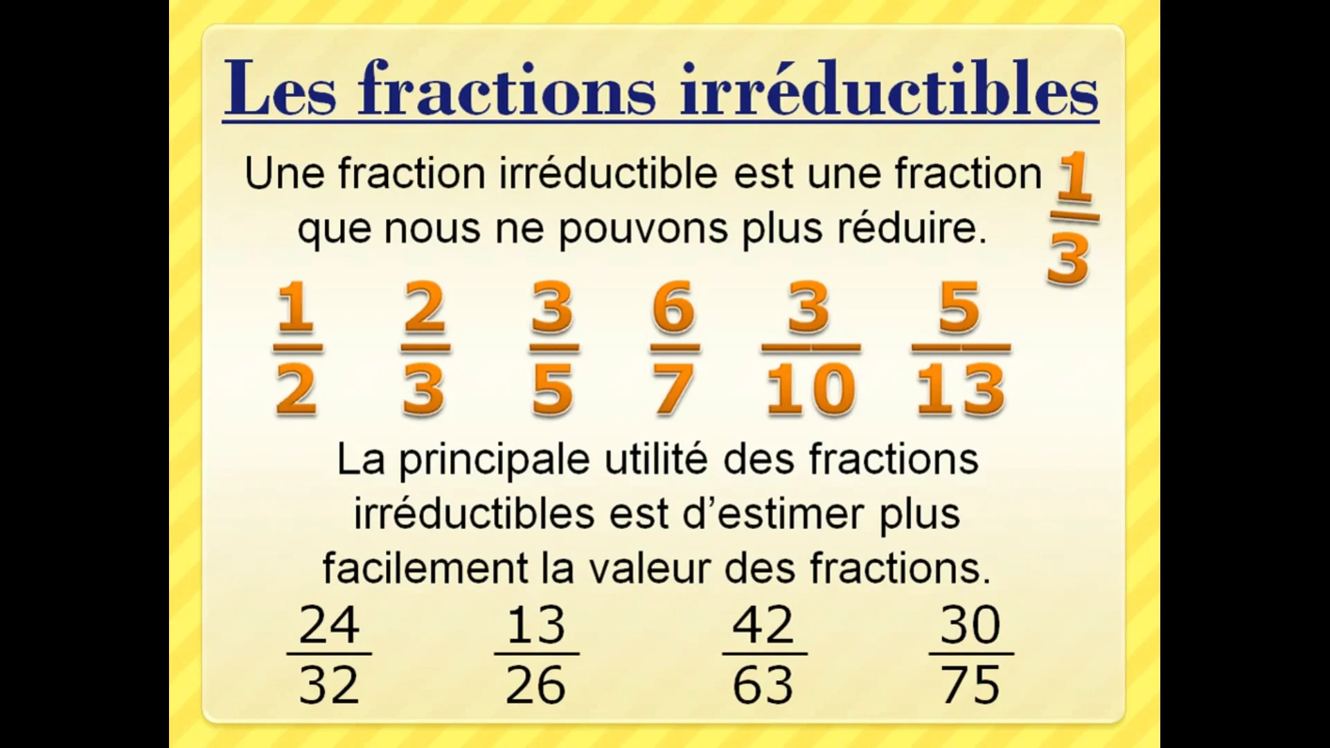 Les fractions irréductibles on Vimeo