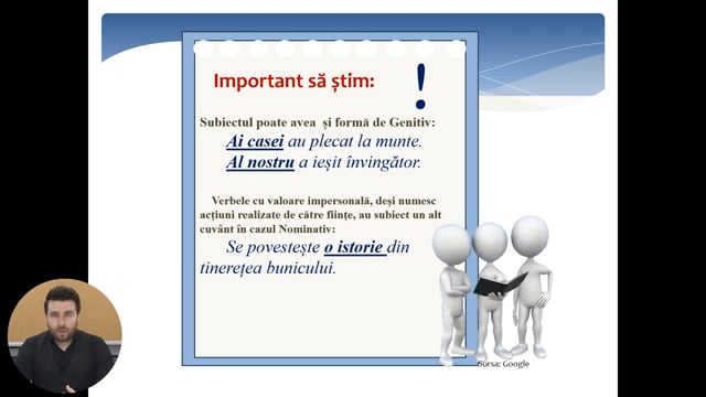 Limba și literatura română; cl.VII-a; Subiectul exprimat și subiectul ...