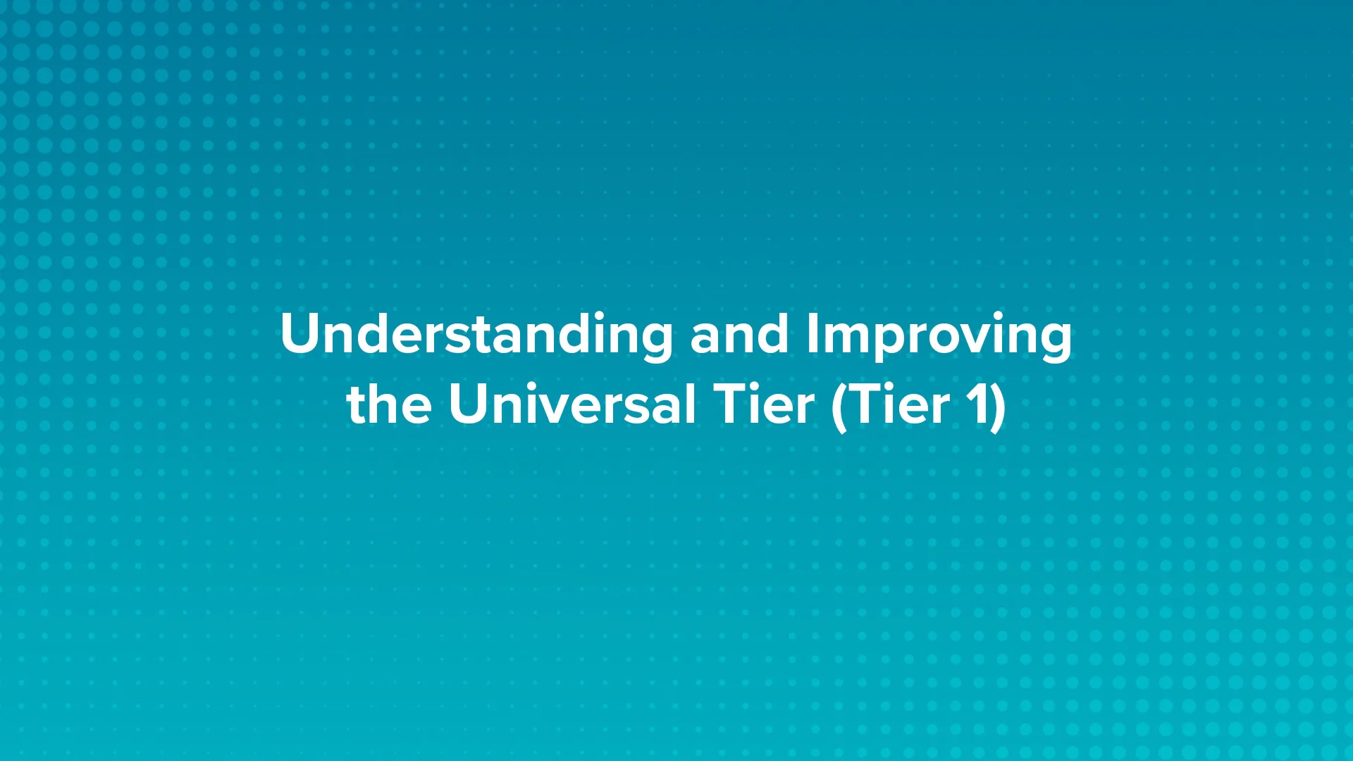 Understanding & Improving the Universal Tier (Tier 1) on Vimeo