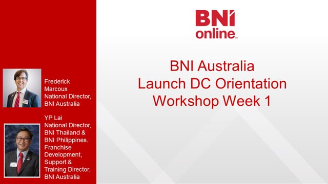 BNI Australia Launch DC Orientation May 2020 on Vimeo