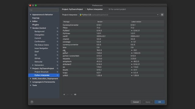 Choisir l'interpréteur Python