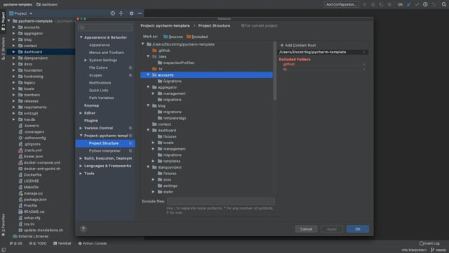 Inclure et exclure des dossiers