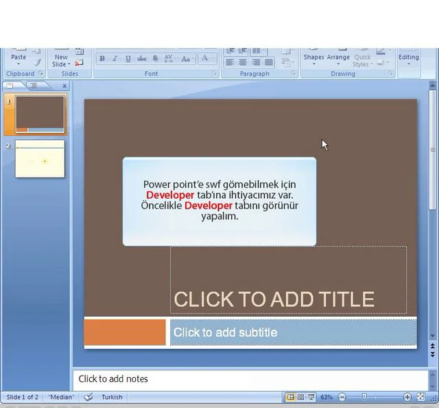 PowerPoint'e flash (swf) gömme - How to embed swf into Powerpoint