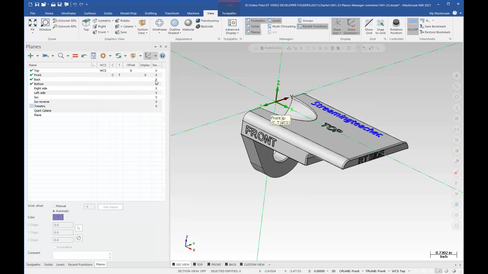 Mastercam 2023 Library - Planes Manager Overview Mastercam 2023 Library - Planes Manager Overview