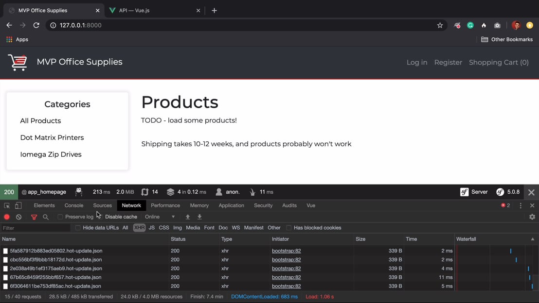 Looping with v-for > The Delightful World of Vue | SymfonyCasts