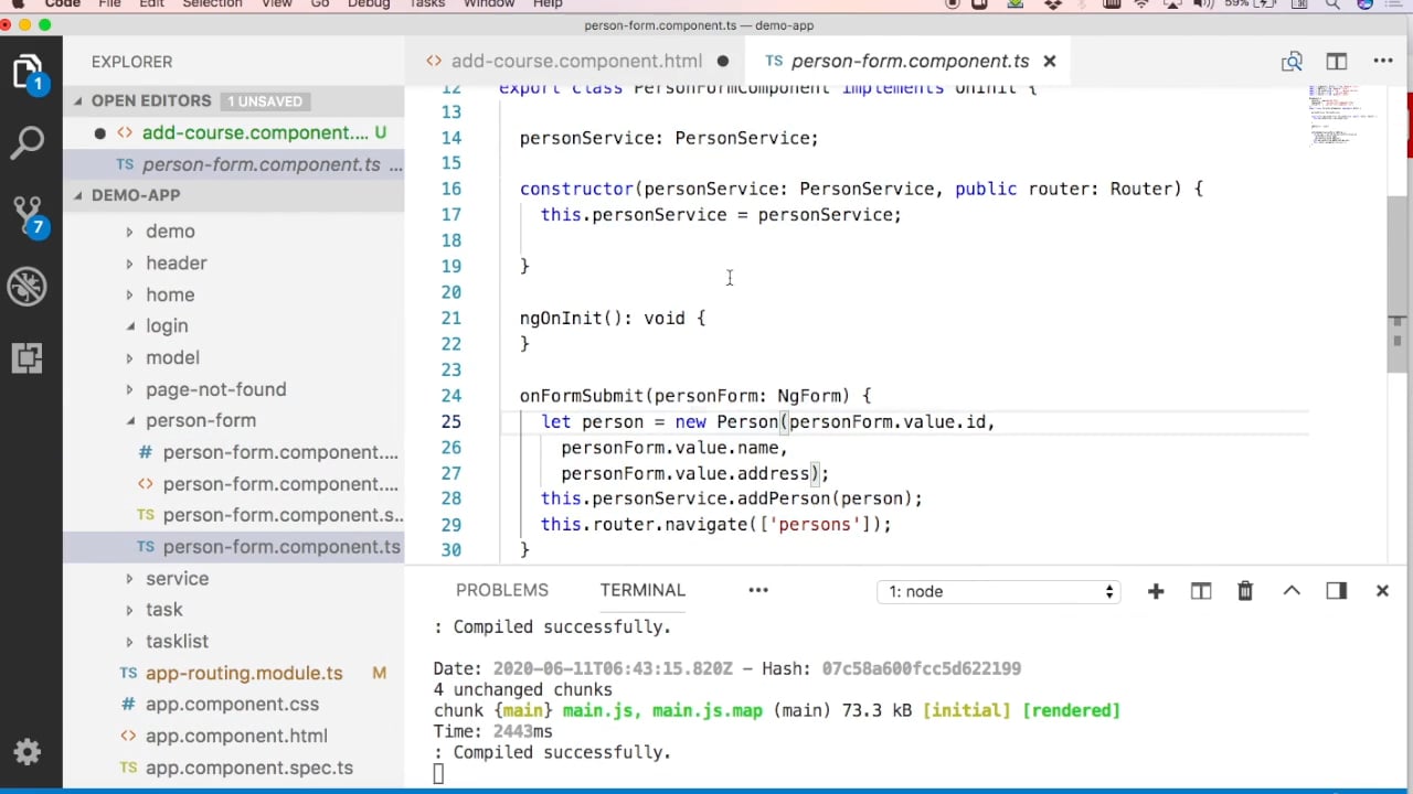 POST api and reactive form on Vimeo