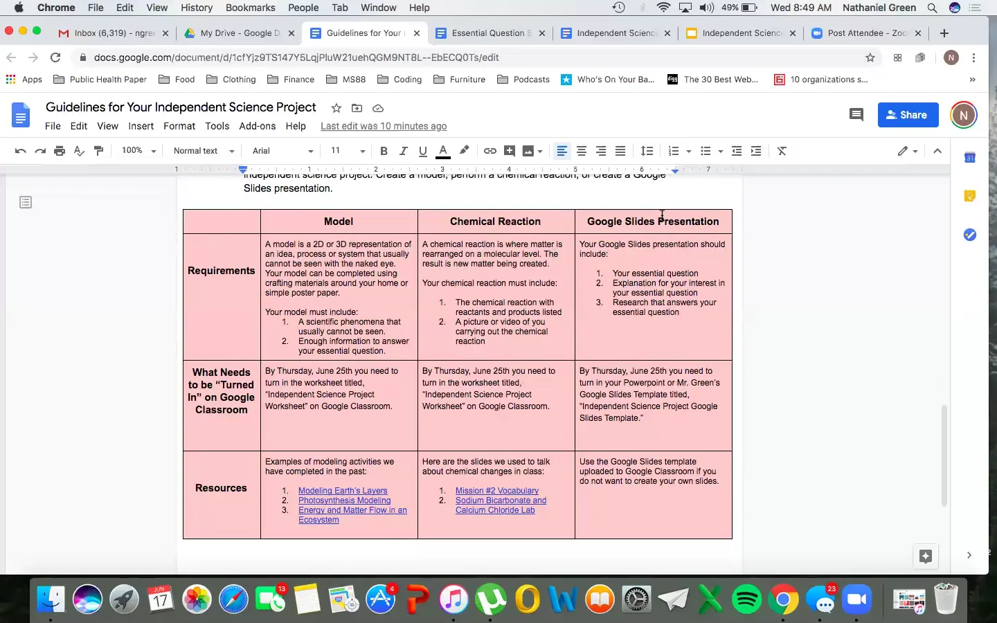 Instructions for Mr. Green's Independent Science Project on Vimeo