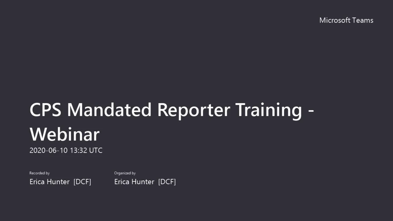 CPS Mandated Reporter Training