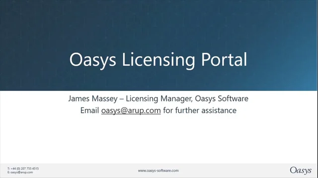 Licensing Portal Support - Oasys software on Vimeo