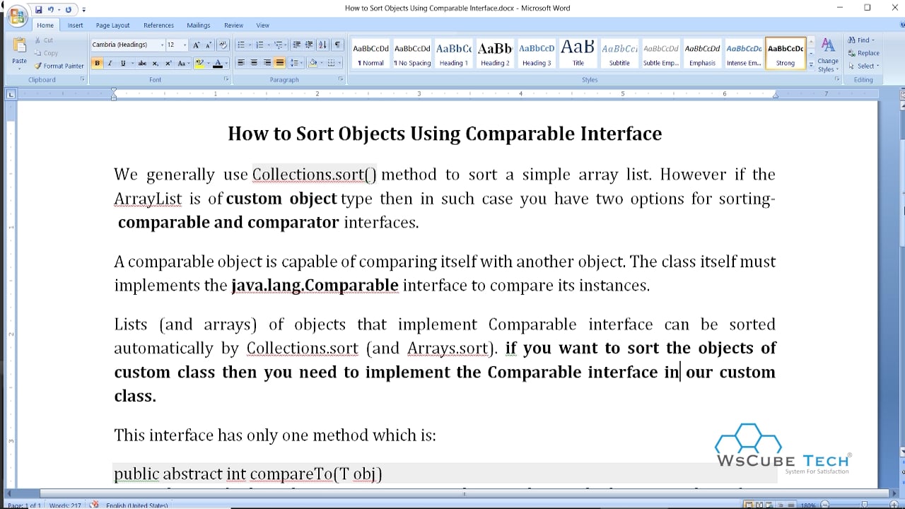 C126_How To Sort Objects Using Comparable Interface on Vimeo