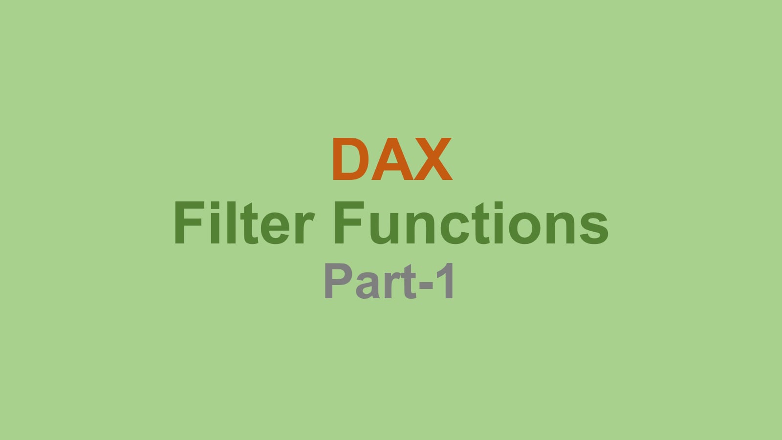 DAX Filter Functions - Part 1 on Vimeo