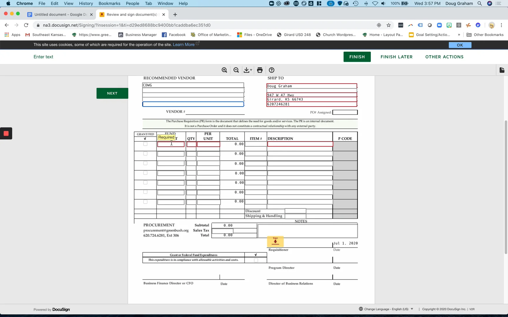 Purchase Requisition DocuSign Walkthrough on Vimeo