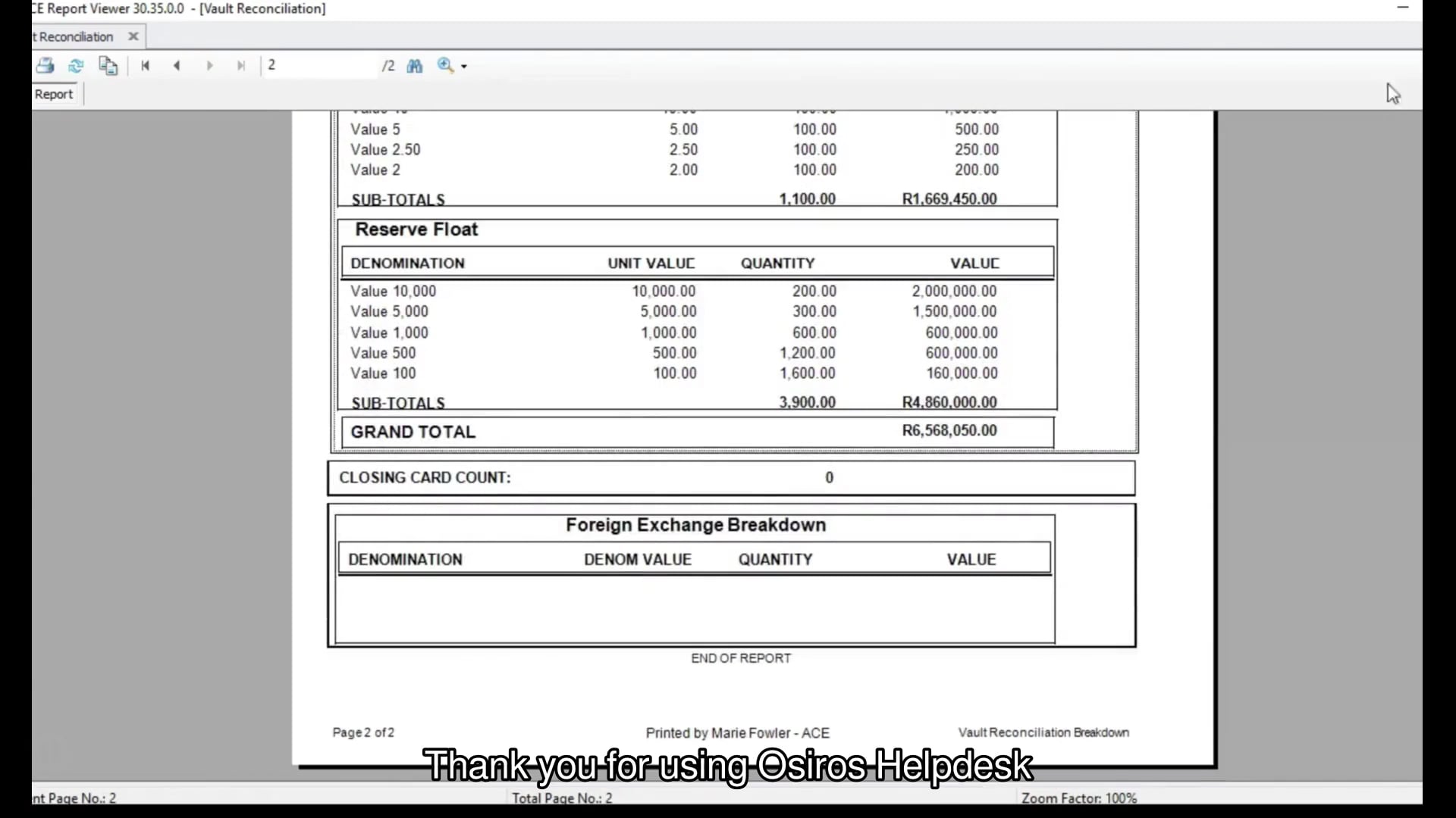 Vault Cashier - Closing a Vault Shift with a Variance on Vimeo