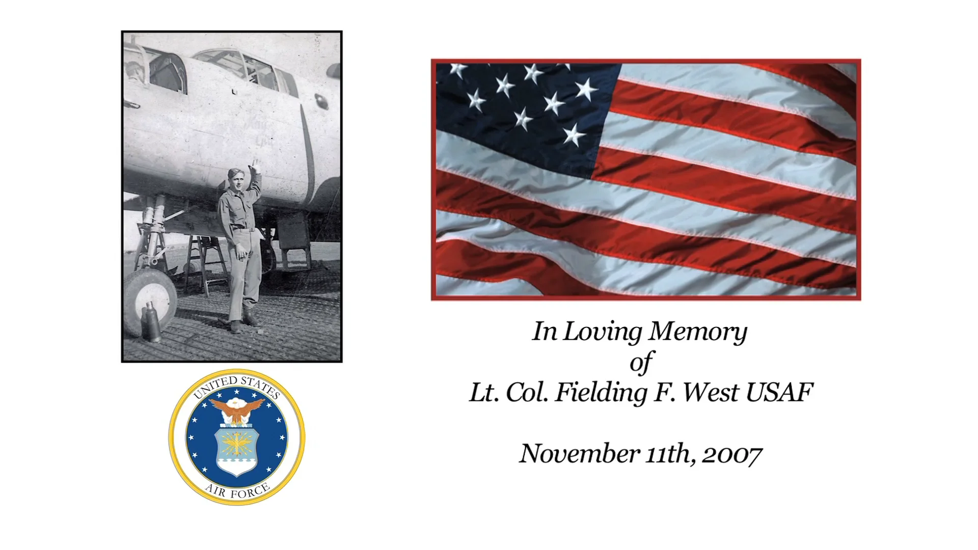 Lt. Col. Fielding West Memorial Service on Vimeo