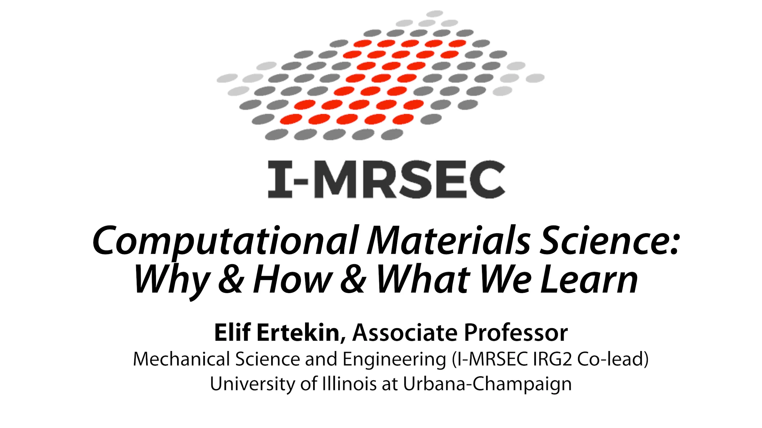 2020 MRSEC Summer Seminar Series, Elif Ertekin on Vimeo