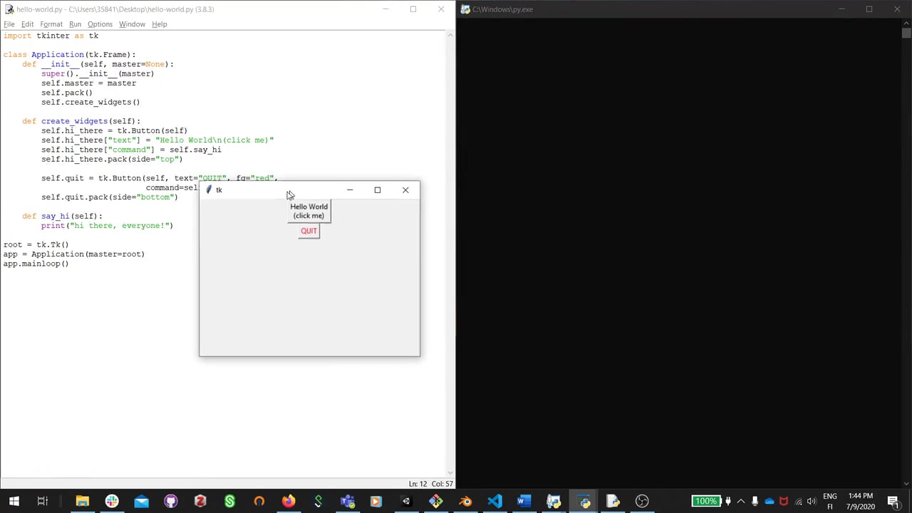 tkinter Hello World Demo on Vimeo
