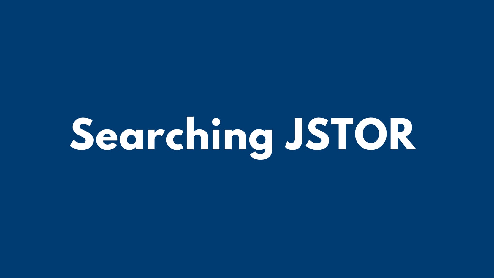 Searching JSTOR on Vimeo