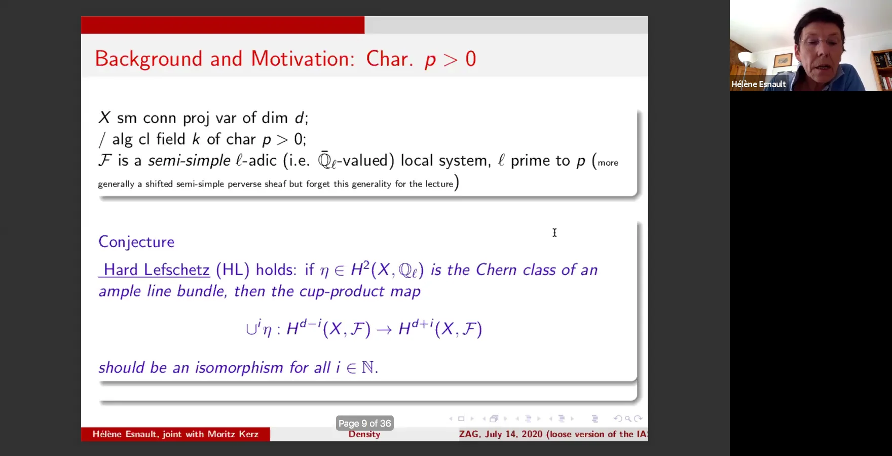 Helene Esnault, Density of arithmetic representations on Vimeo