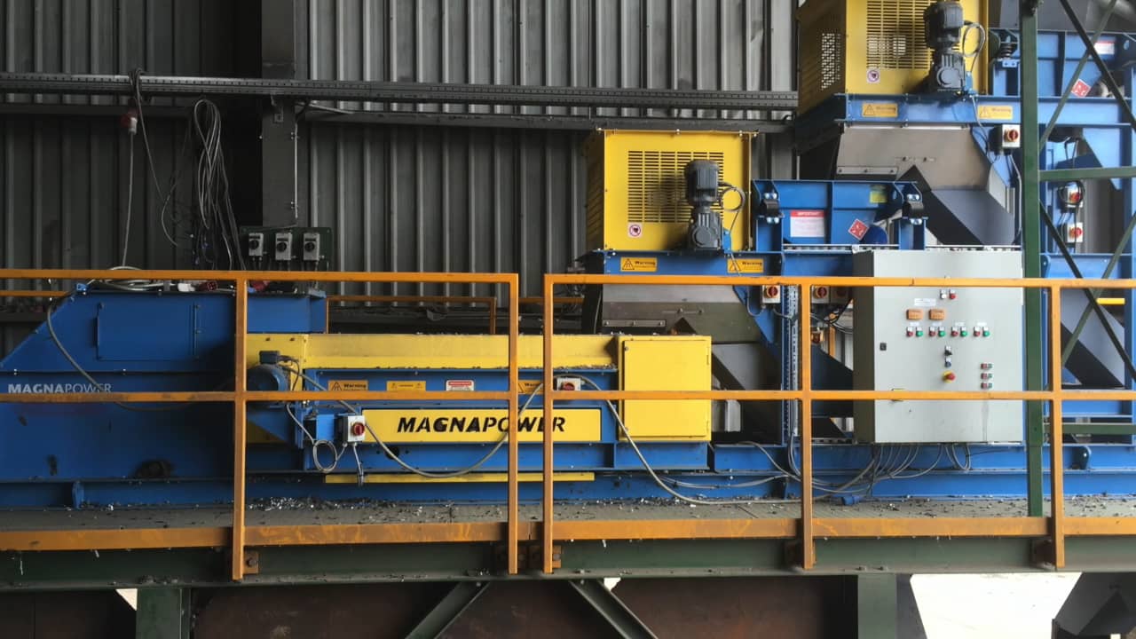 Auto Shredder Residue separation with Magnapower drum magnet and eddy ...