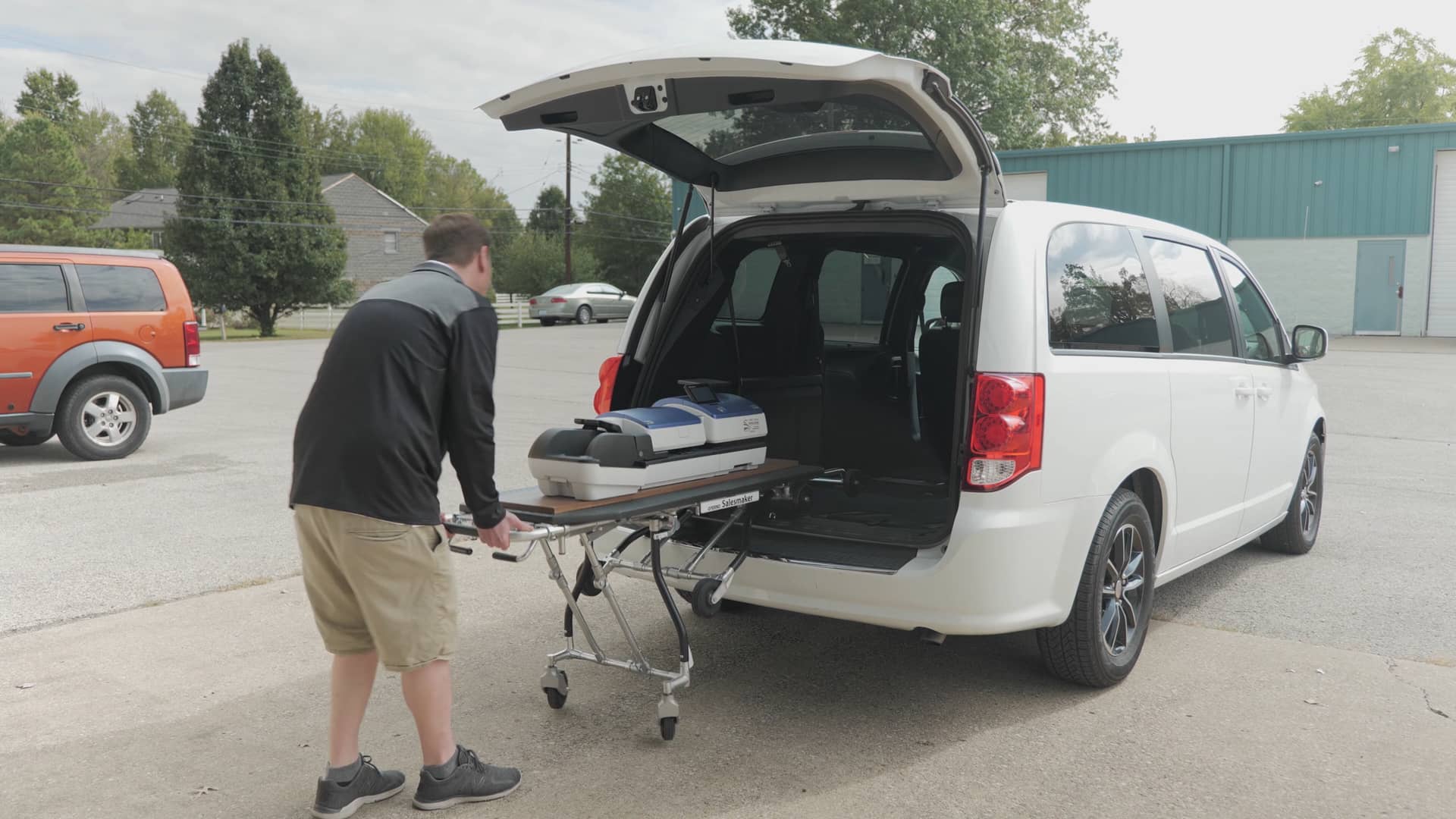 SalesMaker Carts model 289 Easy Loader gurney style folding cart on Vimeo