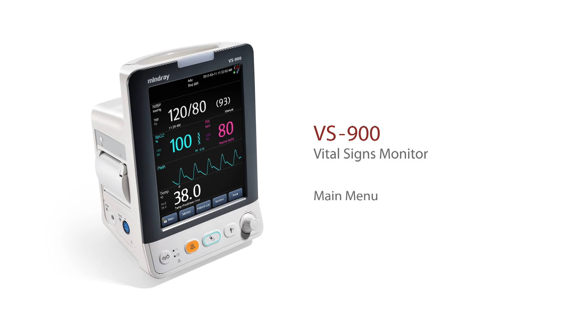 Mindray VS-900 Vital Signs Monitor - Part 3 – Main Menu on Vimeo