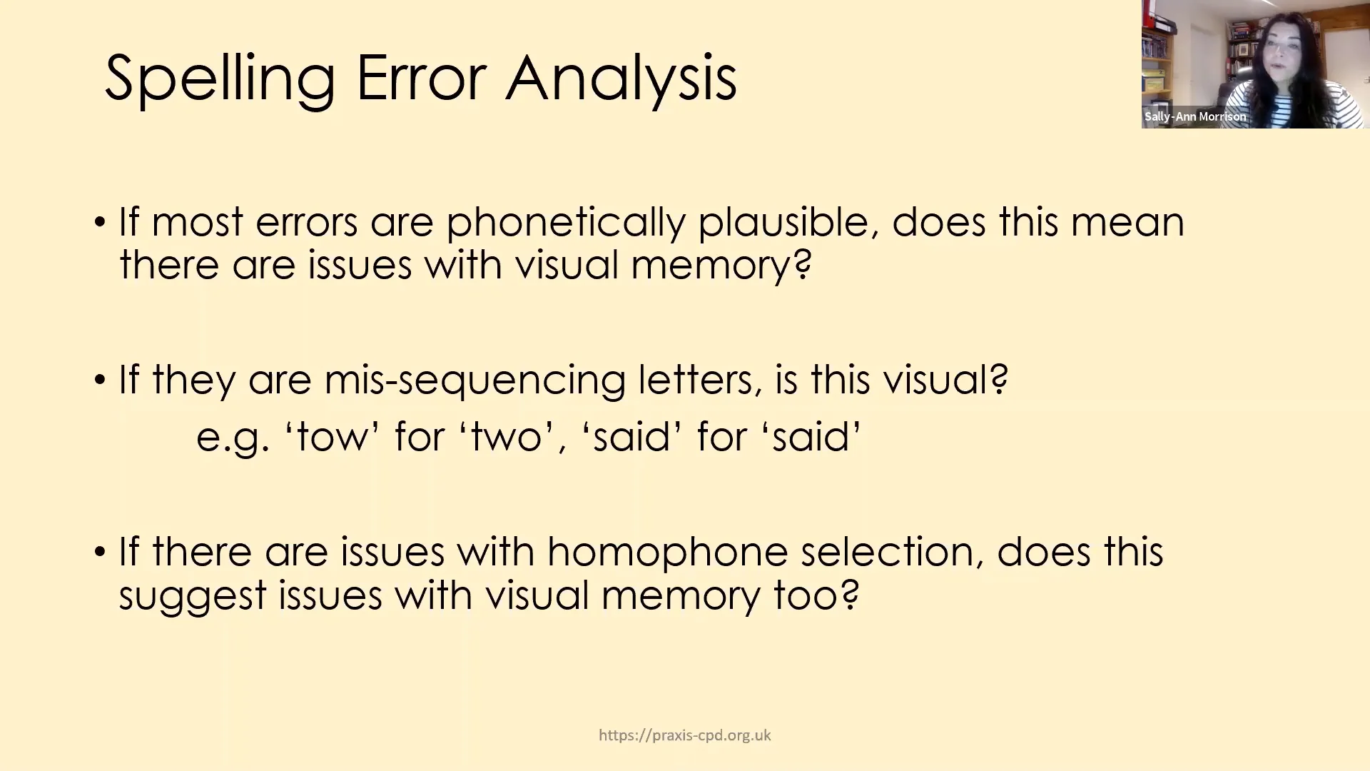 Spelling Error Analysis and visual memory