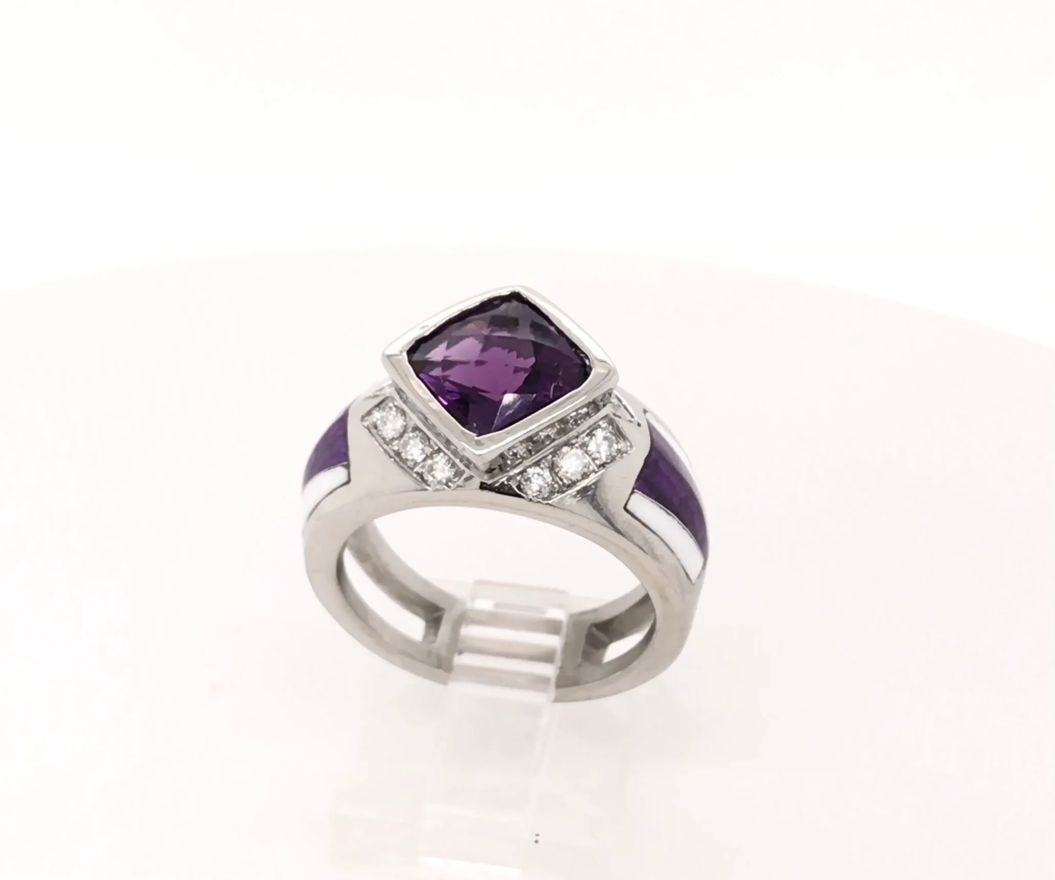 Randy Polk Designs Ladies Stainless Steel Amethyst and Sugilite Ring on ...