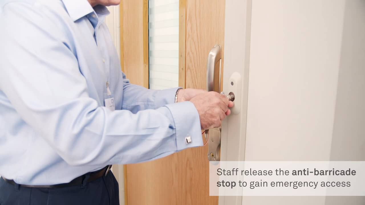 Anti-barricade doorset with mechanical locking on Vimeo