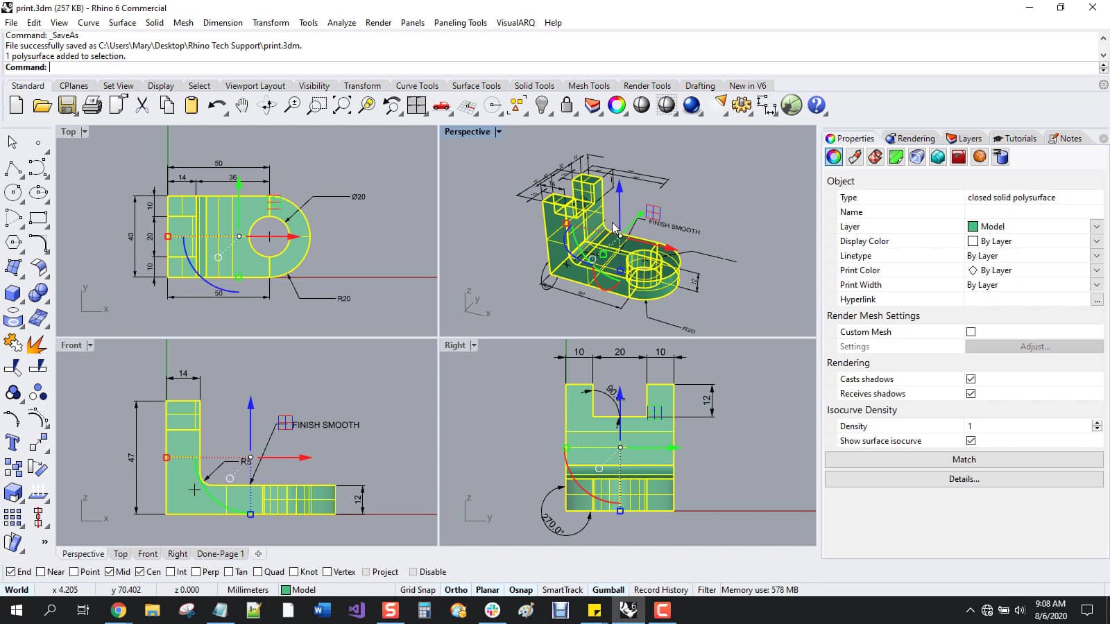 Editing a Dimension with Control Points in Rhinoceros on Vimeo