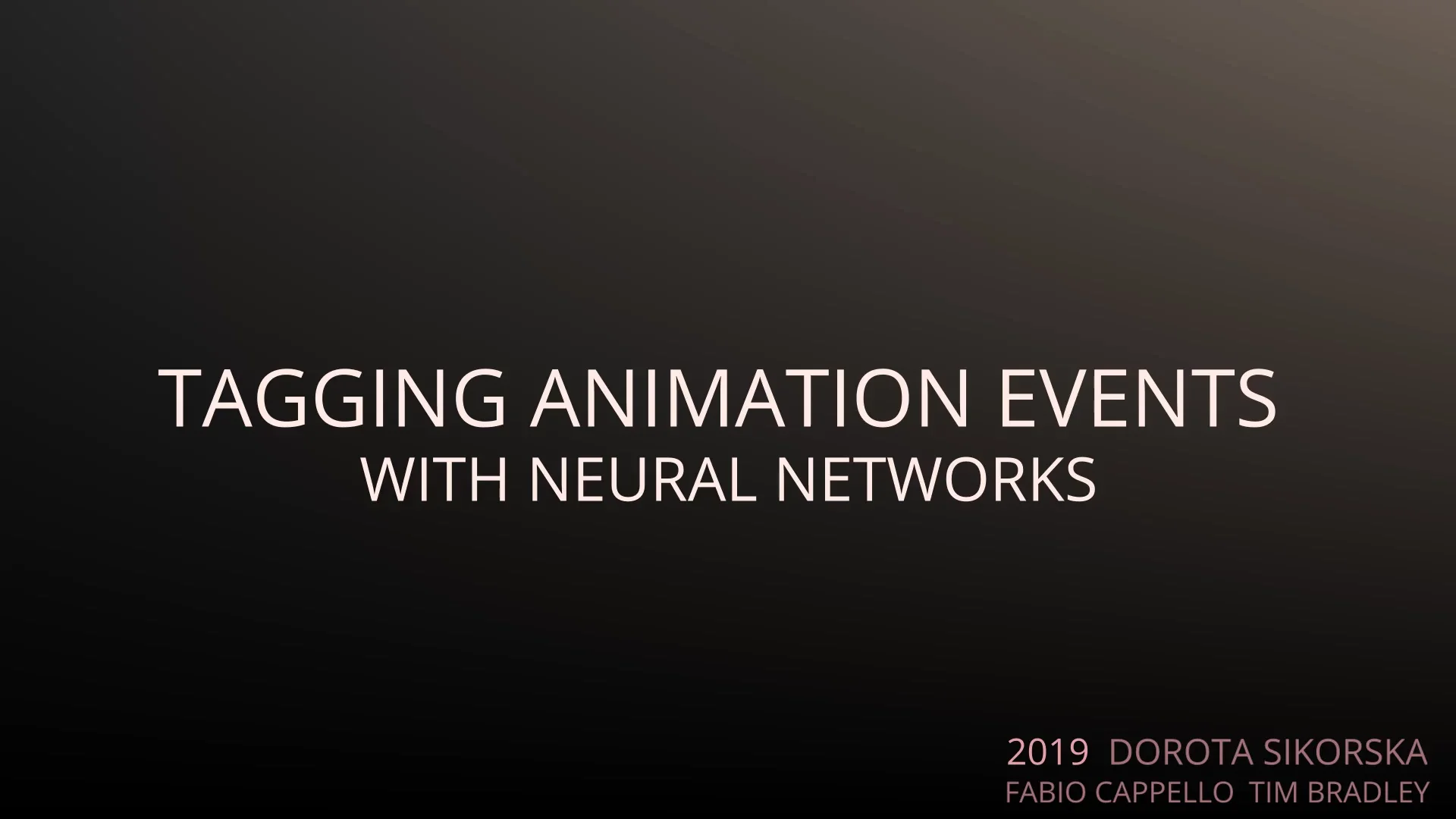 tagging animation events with neural networks