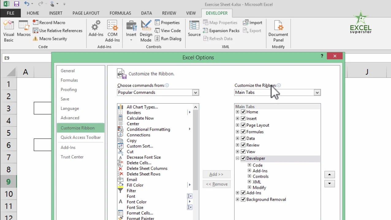 How to activate the Developer Tab in 2007-2019 in Excel on Vimeo
