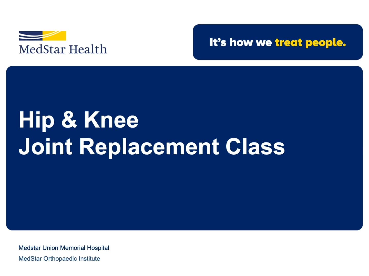 Hip & Knee Pre-op Class: MedStar Orthopaedic Institute on Vimeo