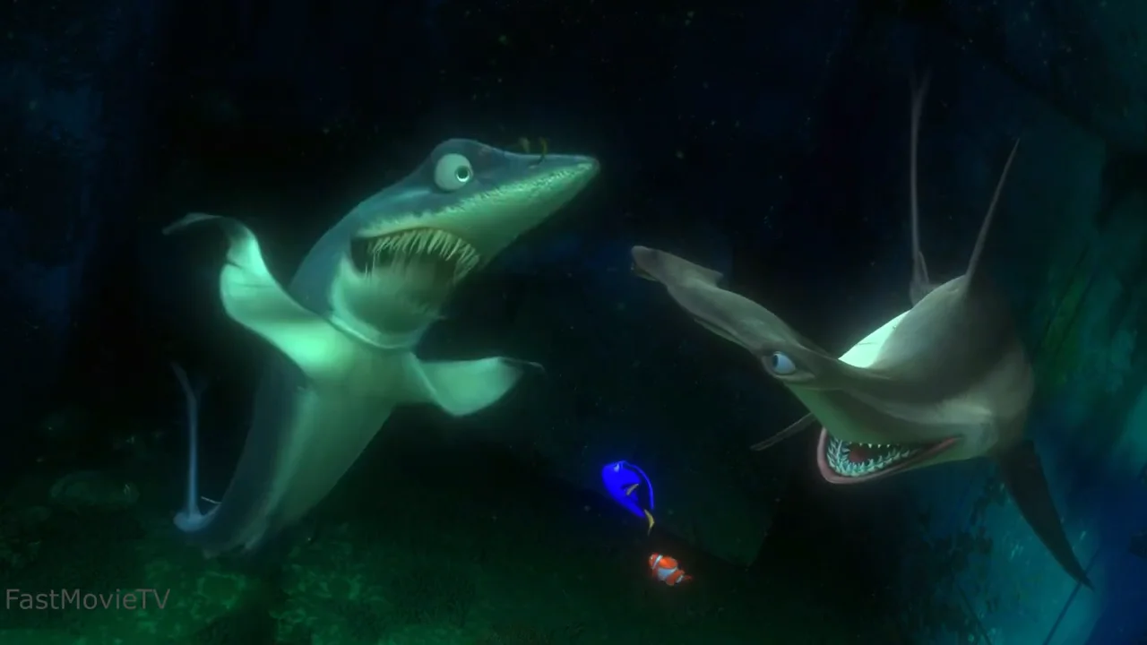 Finding Nemo- Shark Scene [60fps,IMAX] Dory and Marlin meeting Shark Scene