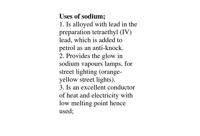Uses Of Sodium