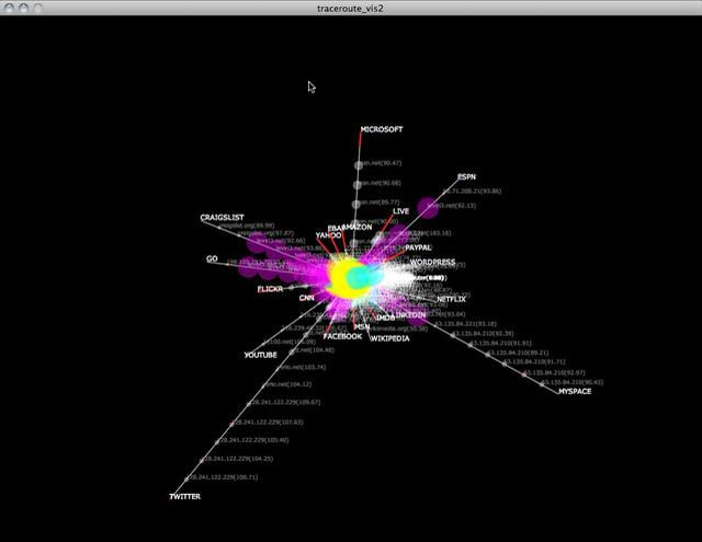 Traceroute visualization in Processing on Vimeo