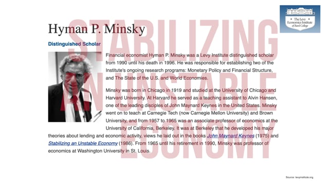 Stabilizing an Unstable Economy - Jan Kregel on Hyman Minsky ...