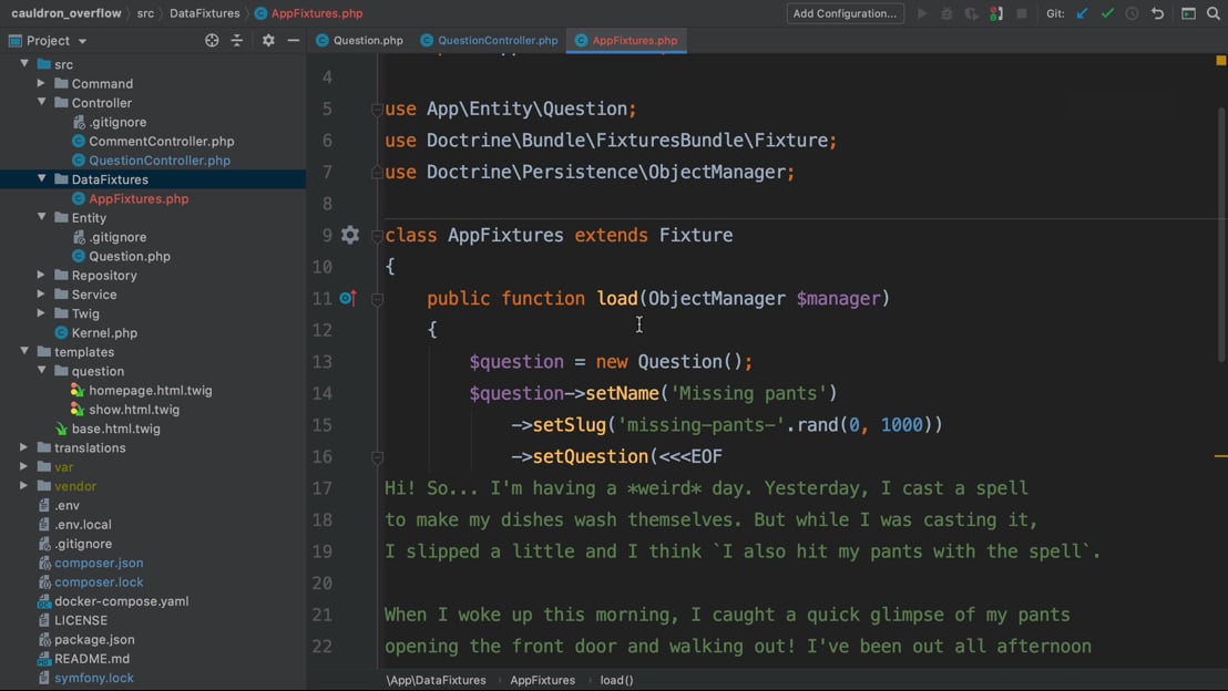 Data Fixtures > Doctrine, Symfony & the Database | SymfonyCasts Data Fixtures > Doctrine, Symfony & the Database | SymfonyCasts