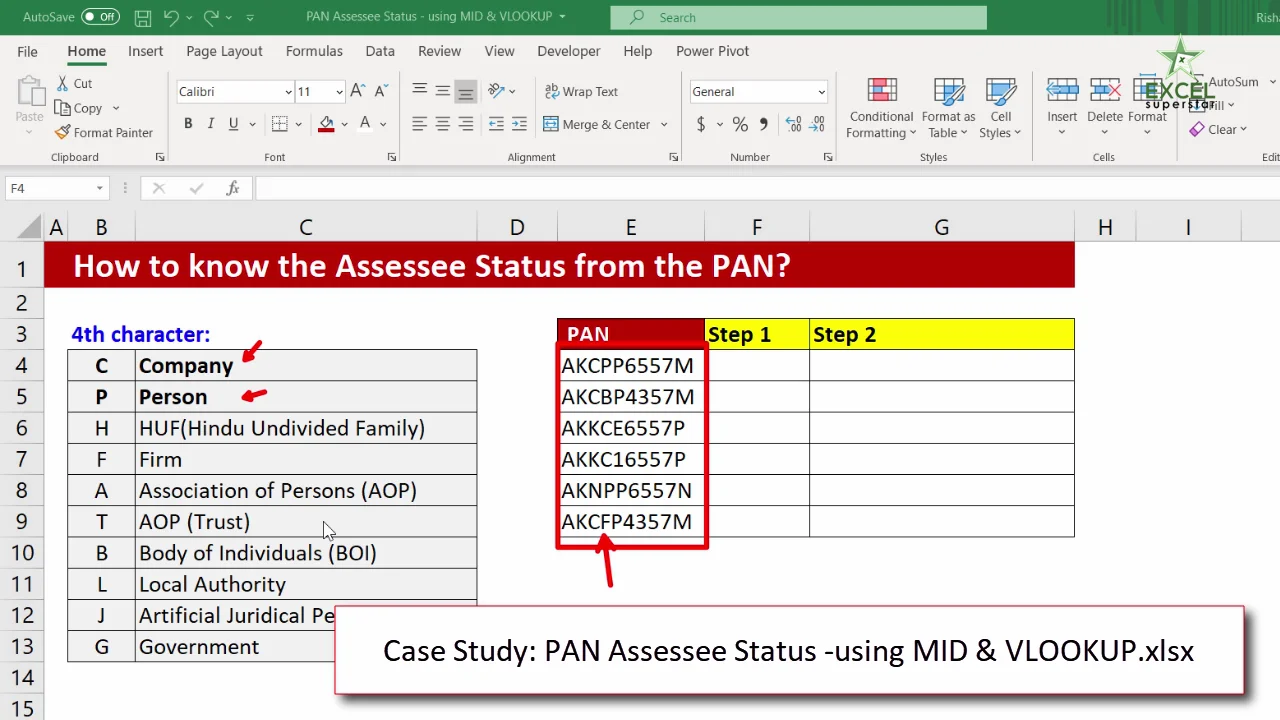 PAN Assessee Status - using MID an VLOOKUP on Vimeo