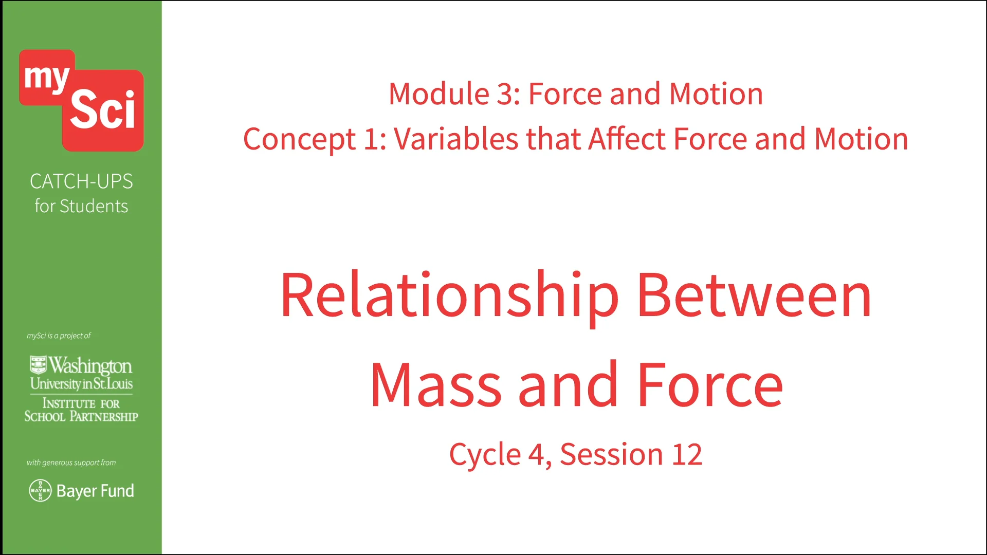The Relationship Between Mass and Force (M3: Force and Motion)