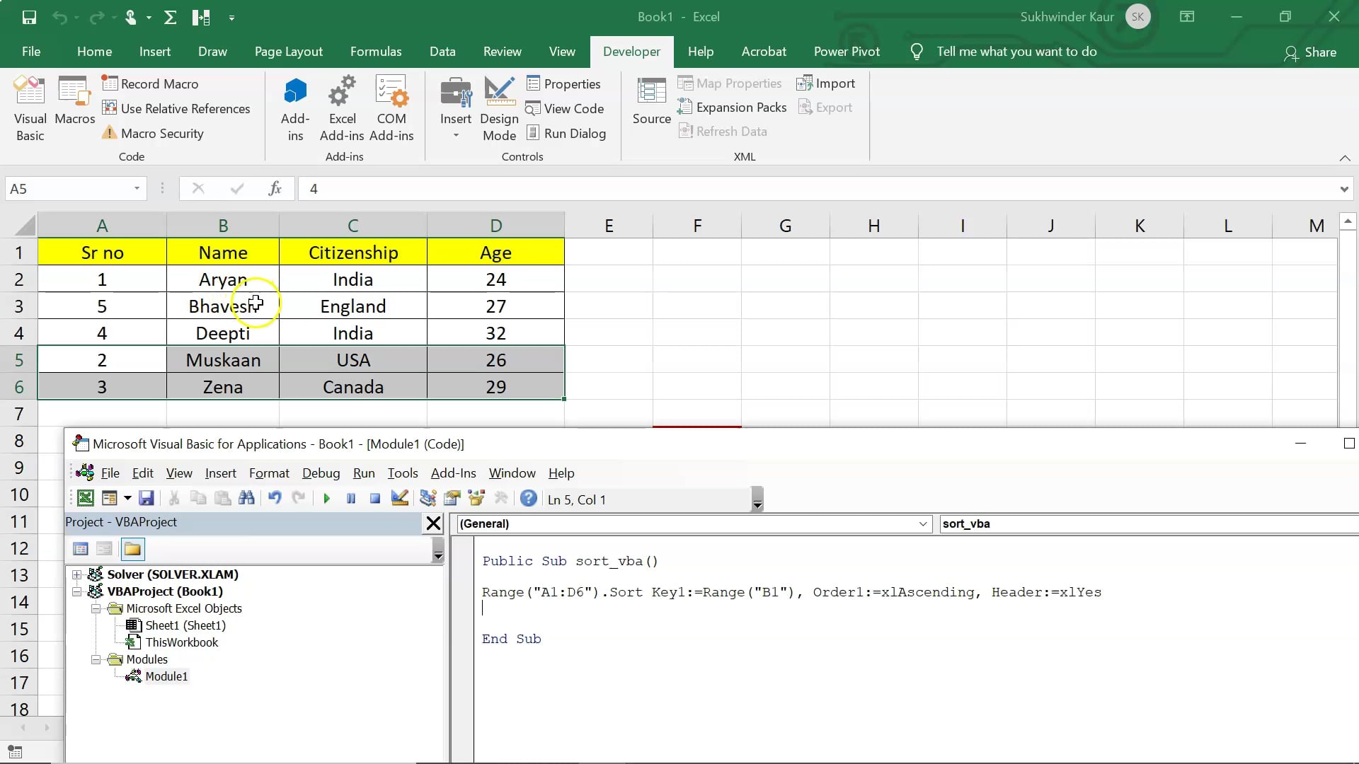 45Sorting in VBA Excel (hn) on Vimeo