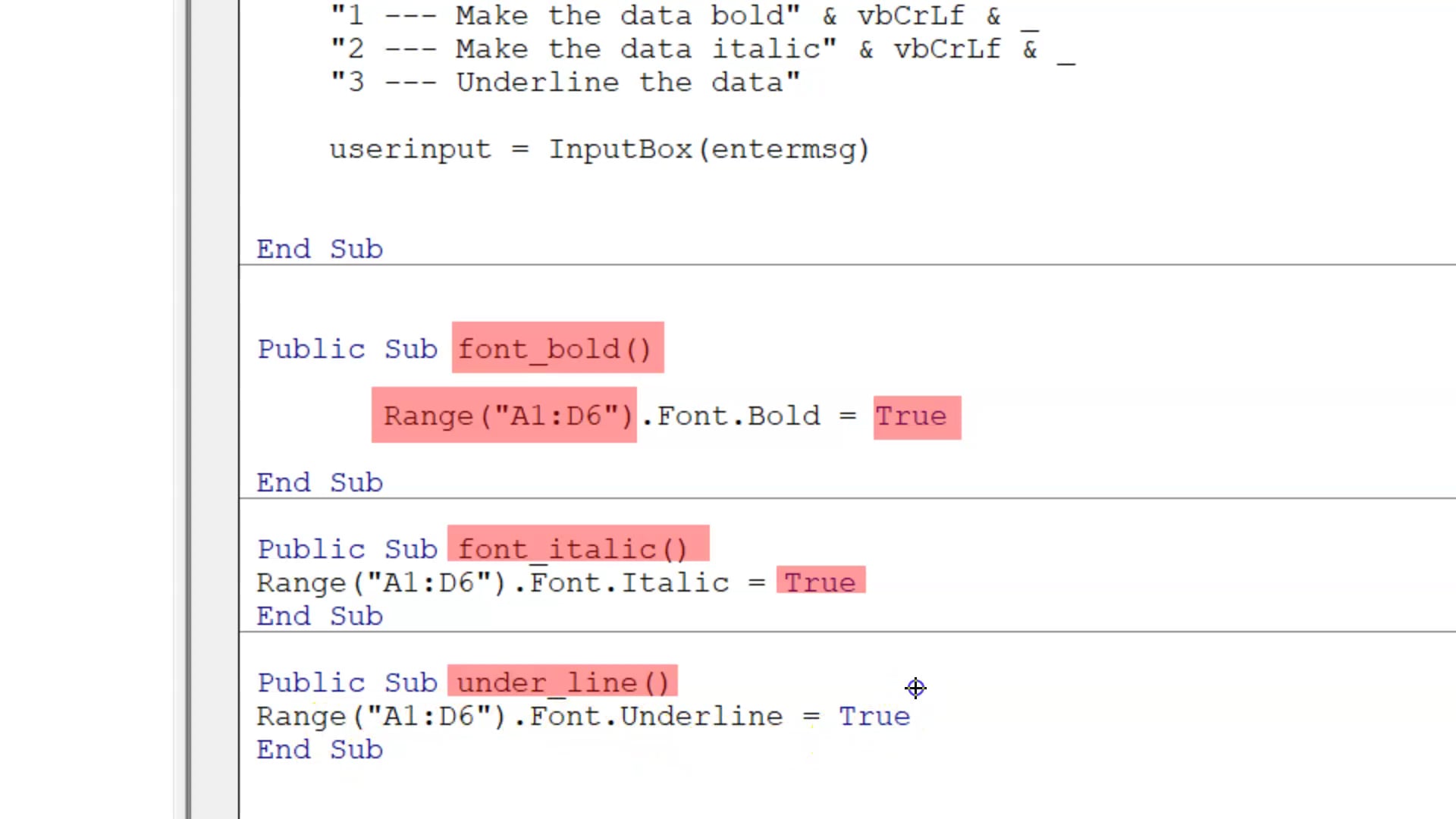 47 Formatting code in VBA (hn) on Vimeo