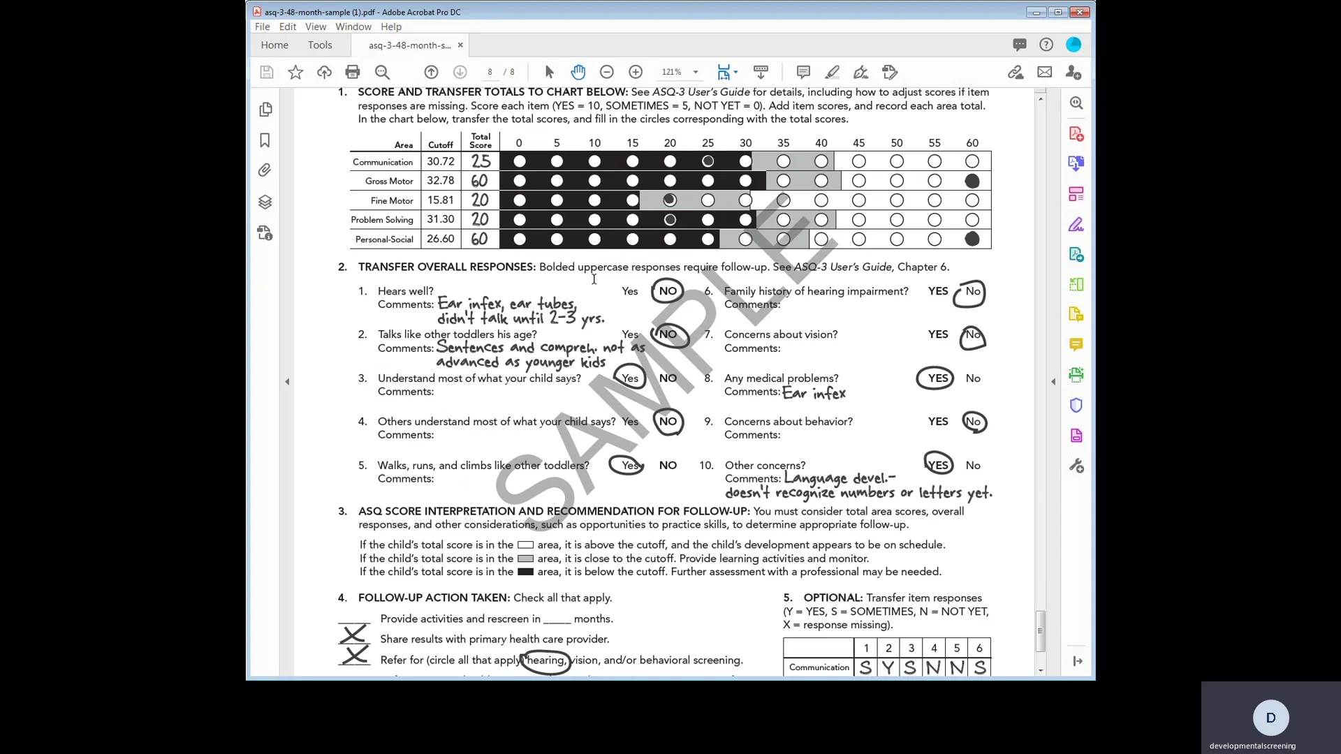 Interpreting ASQ-3 Scores