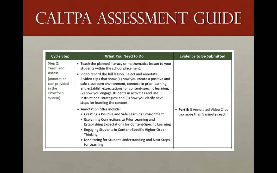 CalTPA Cycle 1- Step 2 Support Video on Vimeo
