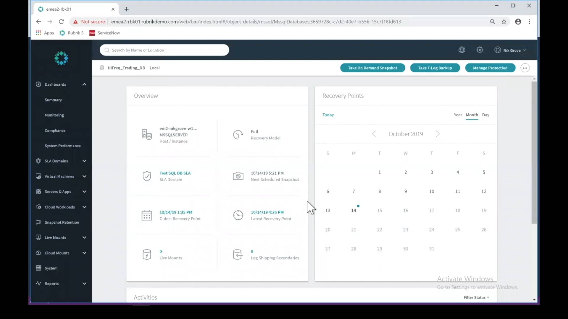 Rubrik SQL Live Mount Demo - in 3 minutes... on Vimeo
